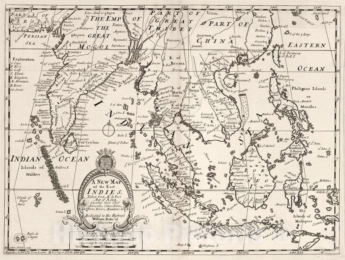 Historic Map : A New map of The East Indies, 1700 Atlas - Vintage Wall ...