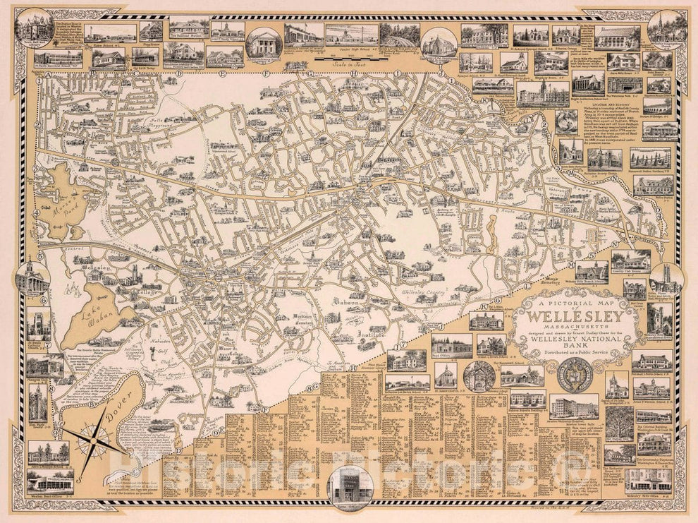 Historic Map : A pictorial map of Wellesley, Massachusetts, 1960 Picto ...
