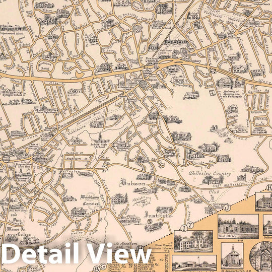 Historic Map : A pictorial map of Wellesley, Massachusetts, 1960 Picto ...