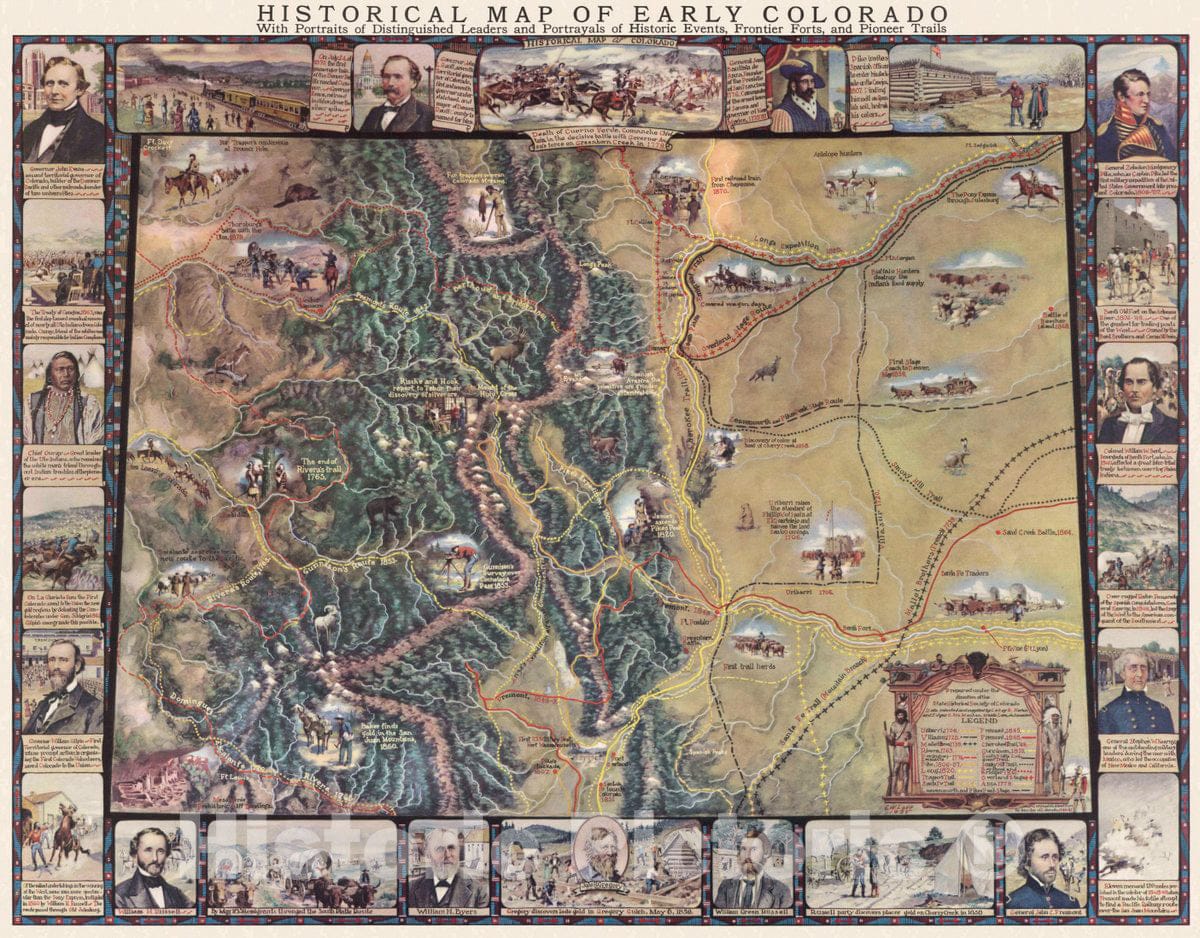 Historic Map : Historical Map of Early Colorado, 1935 Pictorial Map ...