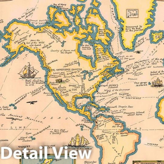 Historic Map : Map of Great Adventures, 1928 Pictorial Map - Vintage W ...