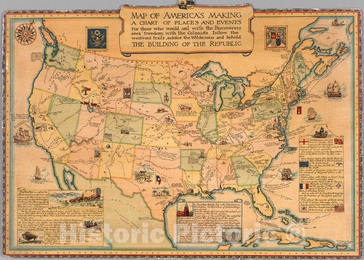 Historic Map : Map of America's Making, A Chart of Places and Events ...