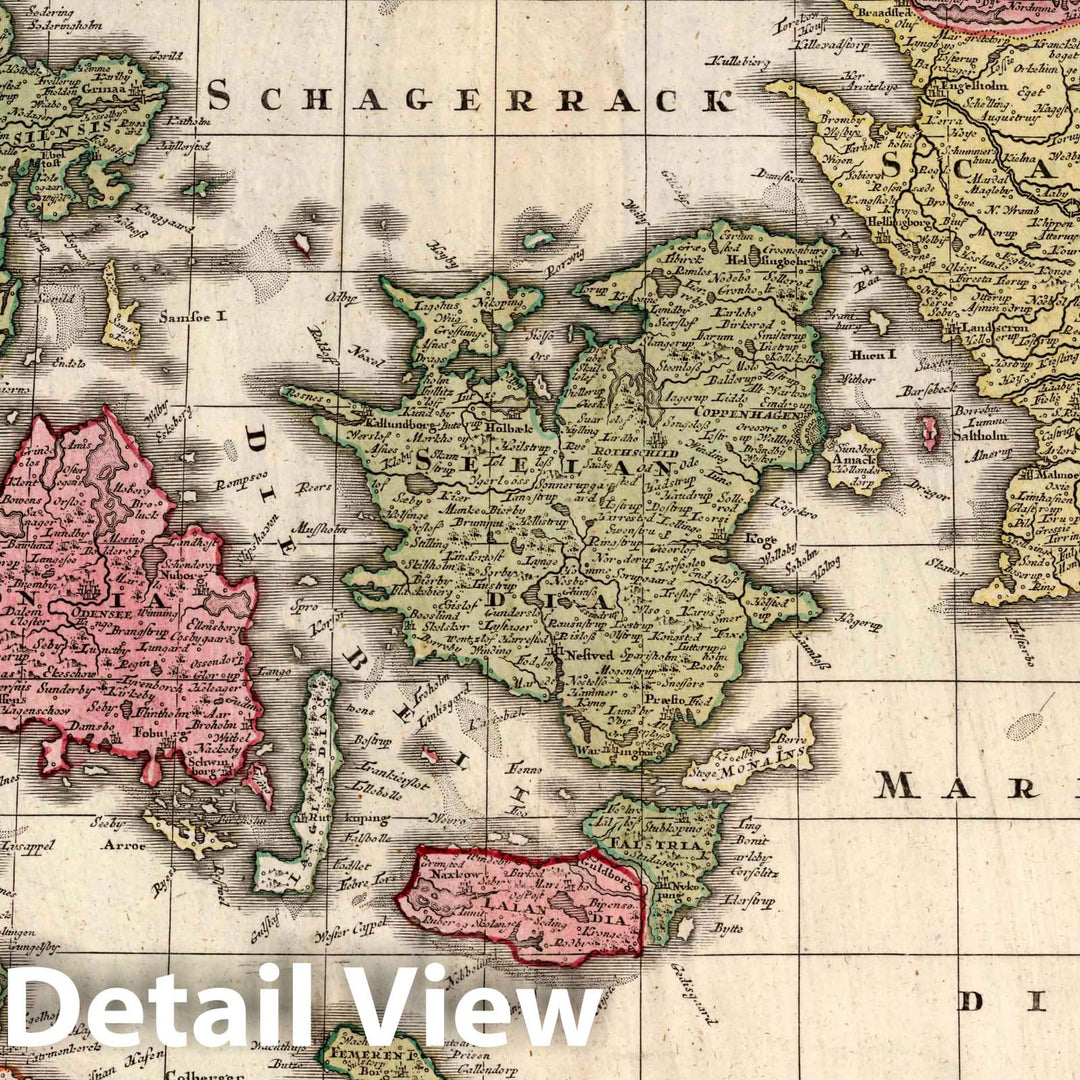 Historic Wall Map : Denmark, Holstein , Germany Composite Seutter Atla ...