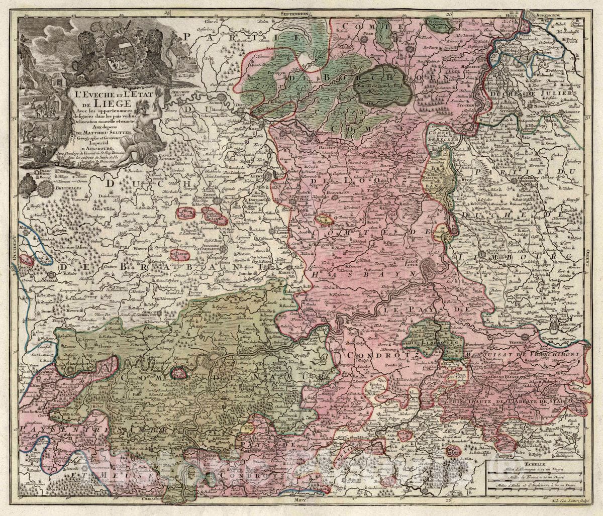 Historic Map : Liege (Belgium) 23. L'Eveche et L'Etat de Liege, 1730 A ...