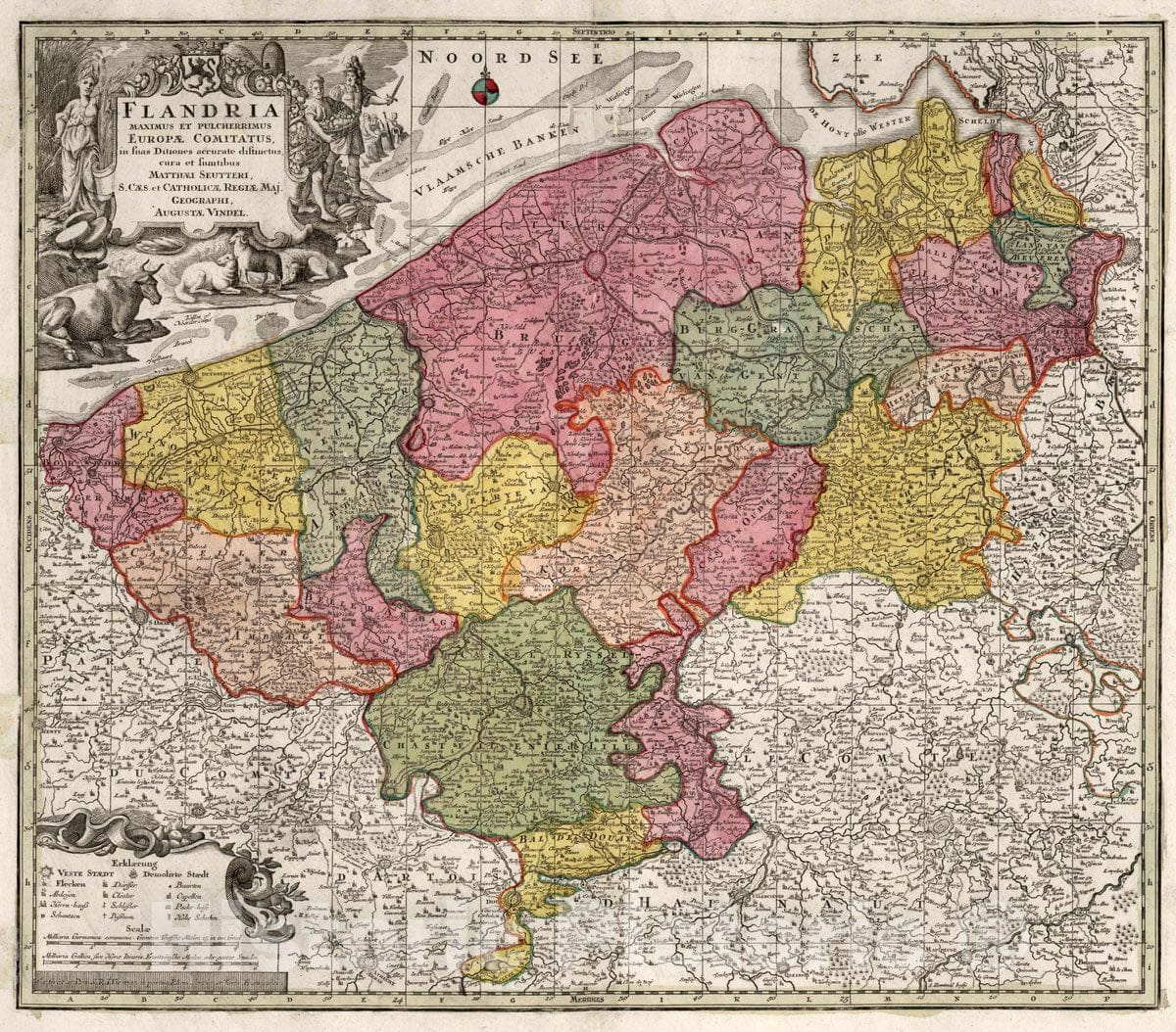 Historic Map : Flanders (Belgium, Netherlands) Composite Seutter Atlas ...