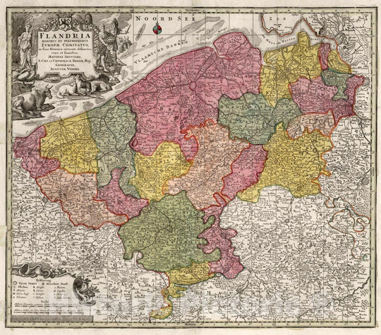 Historic Map : Flanders (Belgium, Netherlands) Composite Seutter Atlas ...