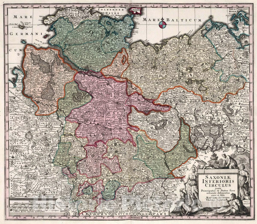 Historic Map : Germany, Saxoniae Inferioris Circulus, 1730 Atlas , Vin ...