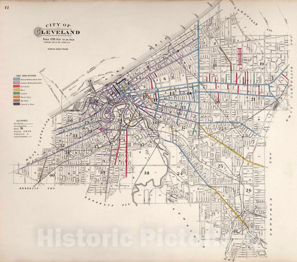 Historic Map : City of Cleveland Showing Street Paving, 1892 Atlas - V ...