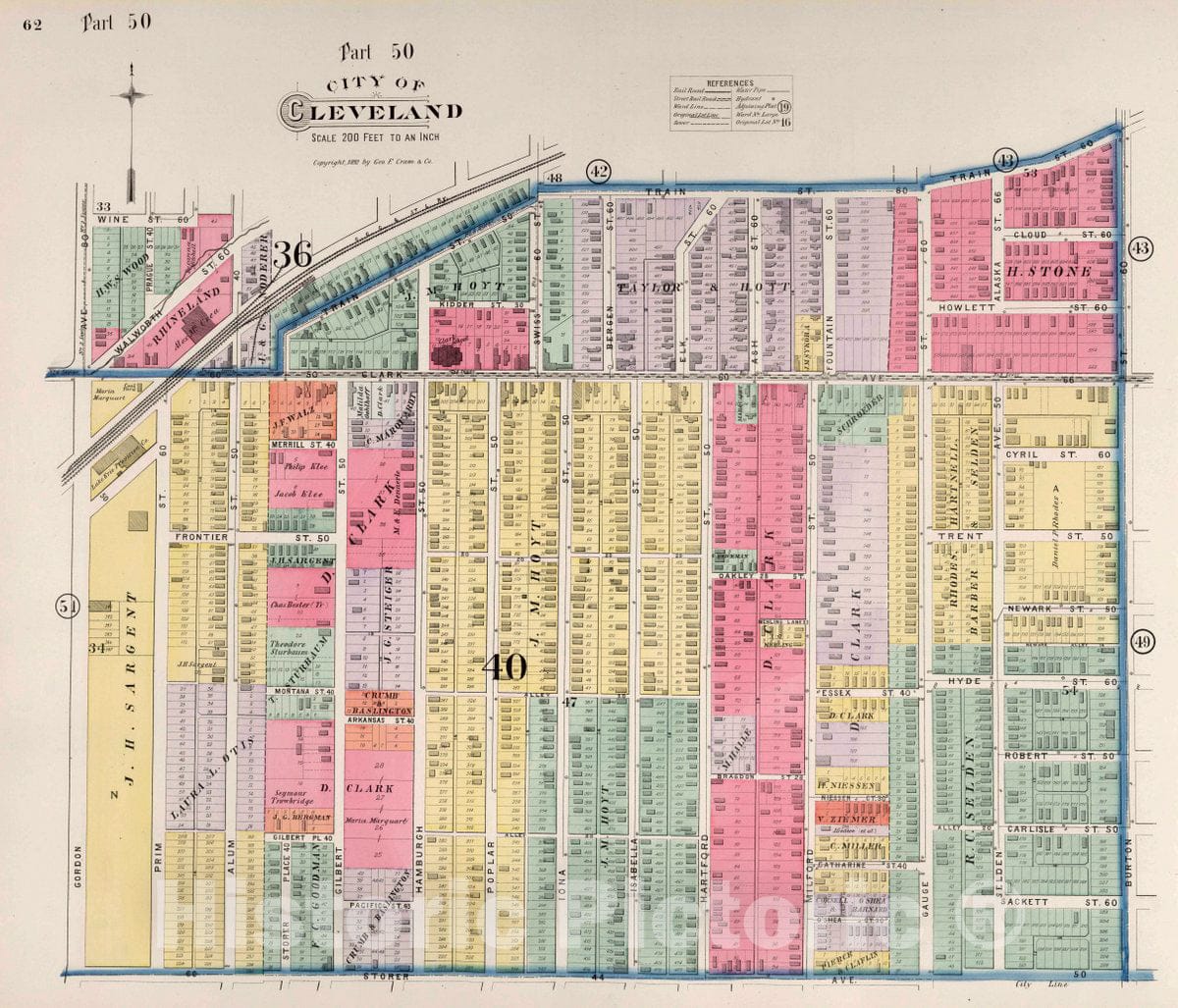 Historic Map : Part 50. City of Cleveland, 1892 Atlas - Vintage Wall A ...