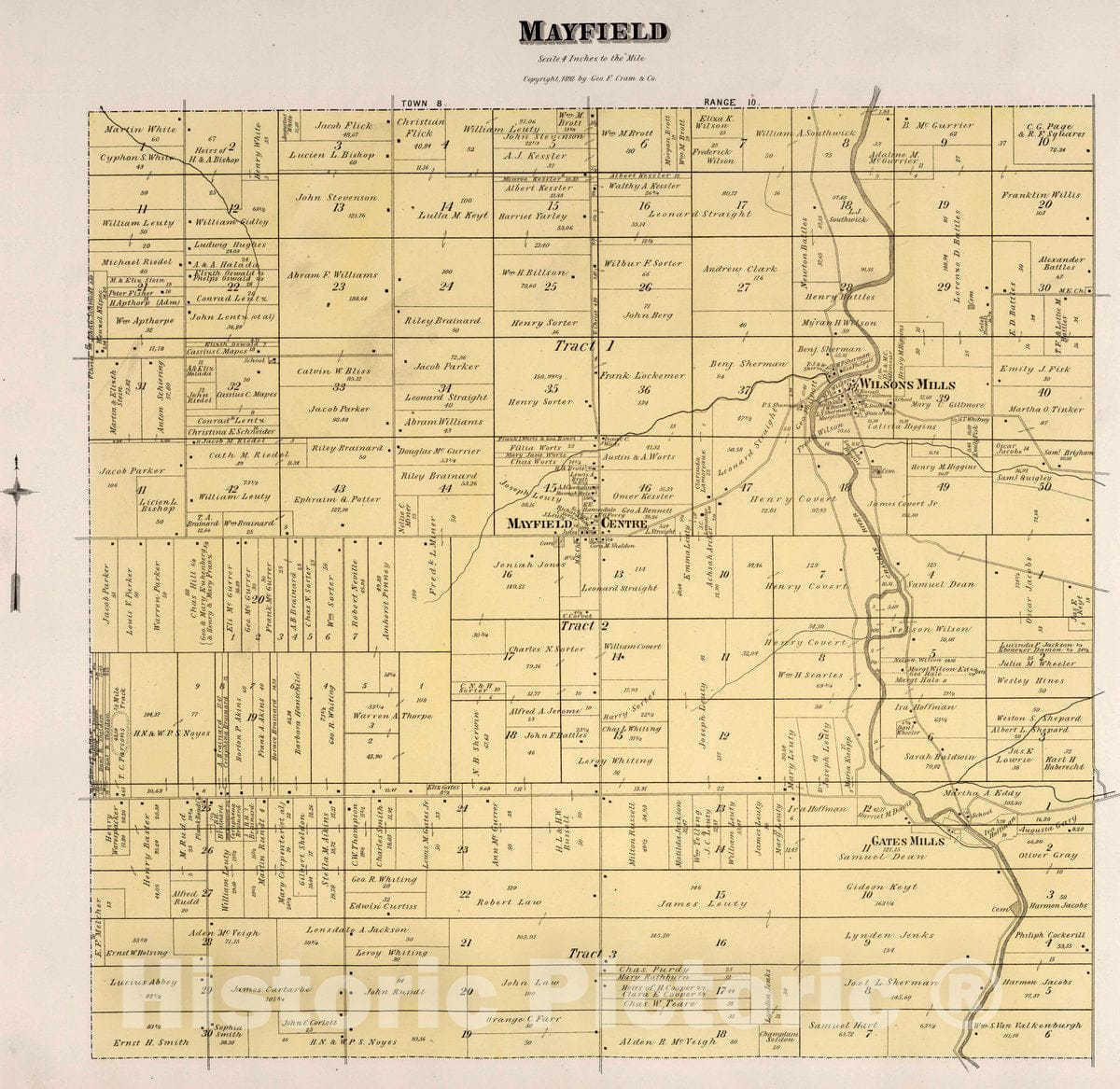 Historic Map : Mayfield, 1892 Atlas - Vintage Wall Art - Historic Pictoric