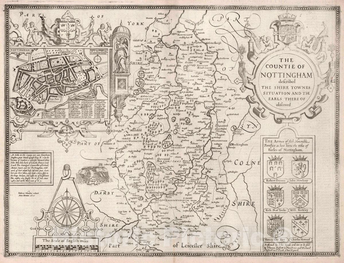 Historic Map - (Nottinghamshire). The Countie of Nottingham, 1610 Atla ...