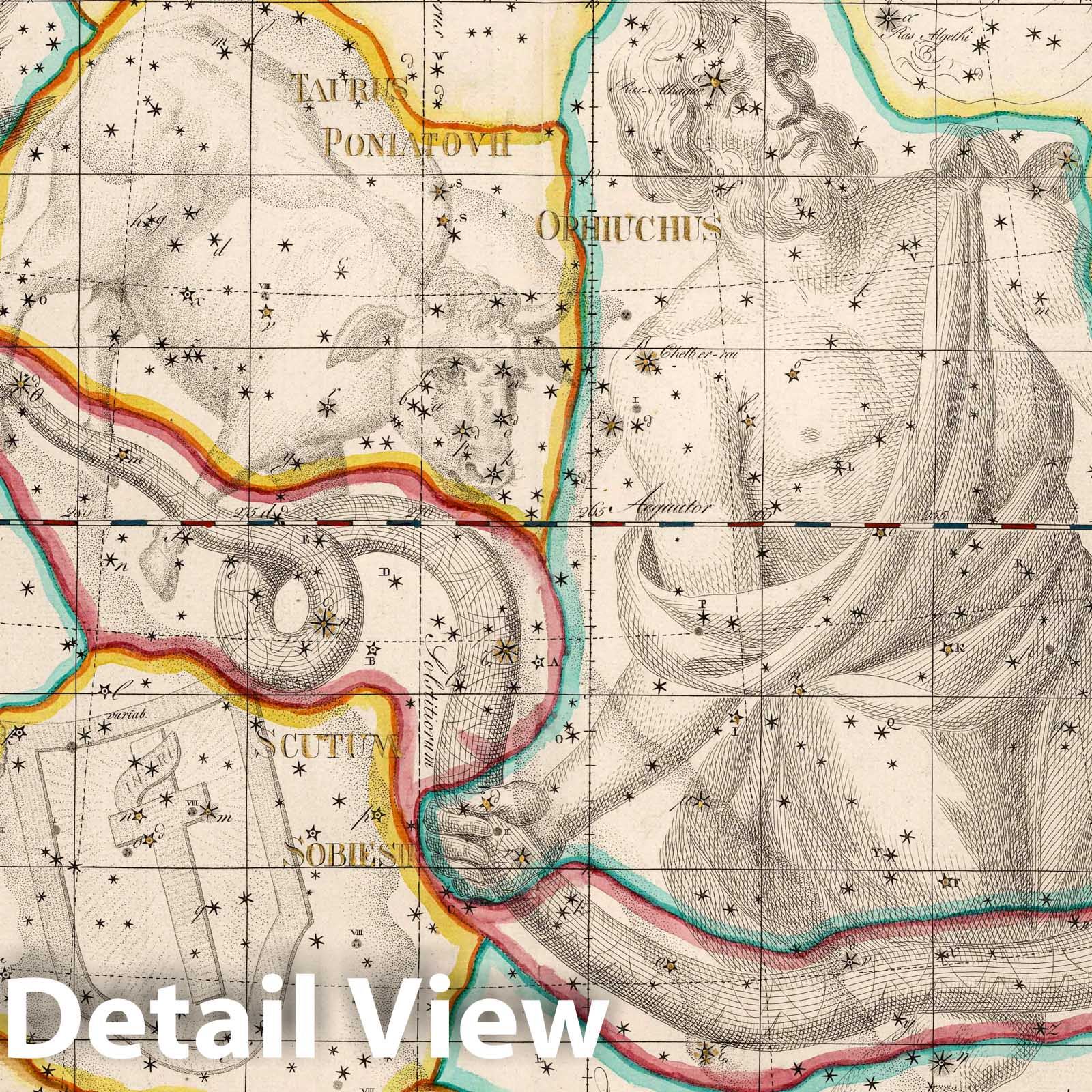 Historic Map : IX. Ophiuchus seu Serpentarius. Coelum Stellatum, 1801 ...