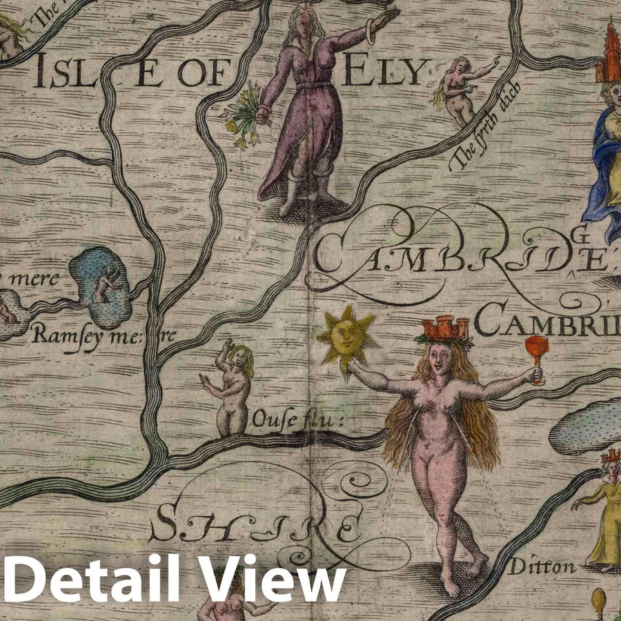 Historic Map : Parte of Huntingdon Shire, Cambridge Shire, 1622 - Vint ...