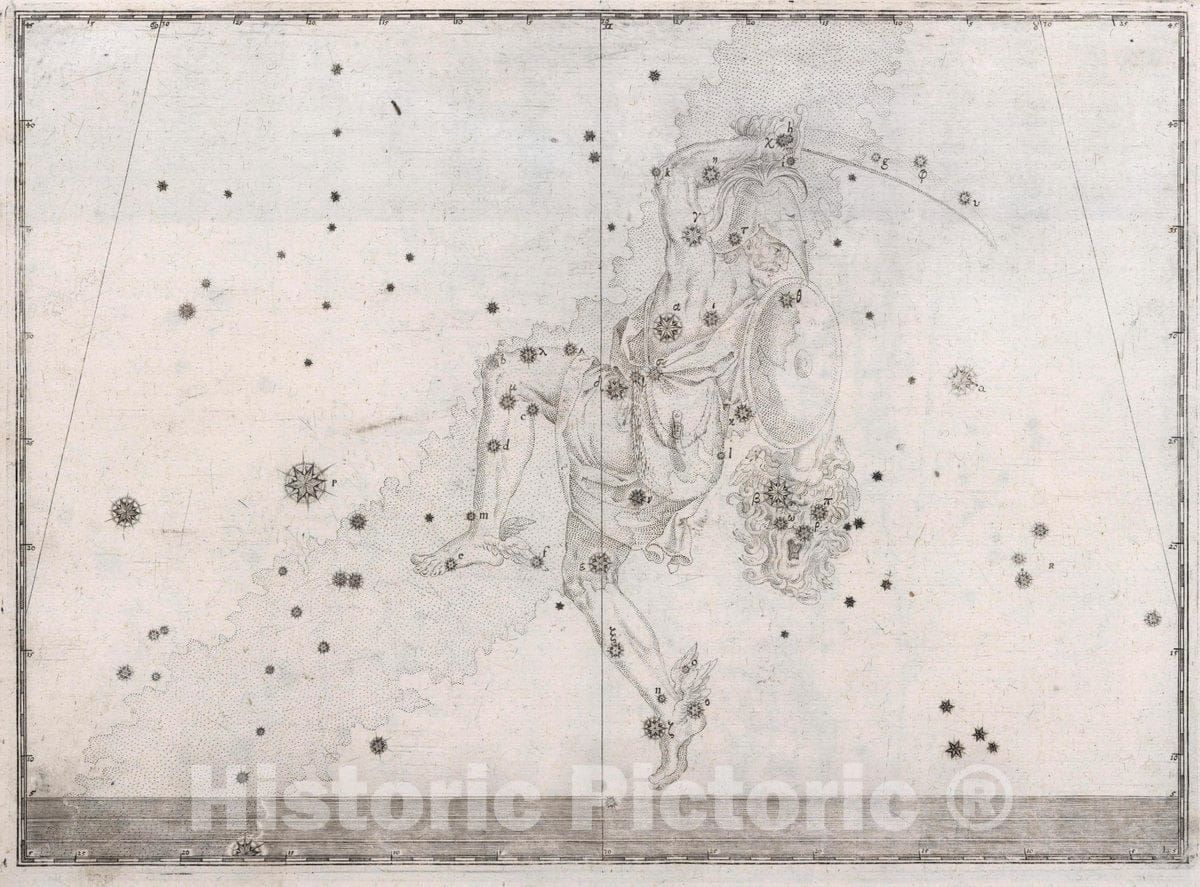 Historic Map : Constellation: Perseus with The Head of Medusa, 1655 Ce ...