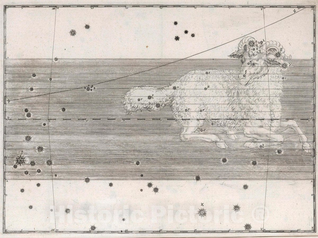 Historic Map : Constellation: Aries, The Ram, 1655 Celestial Atlas - V ...