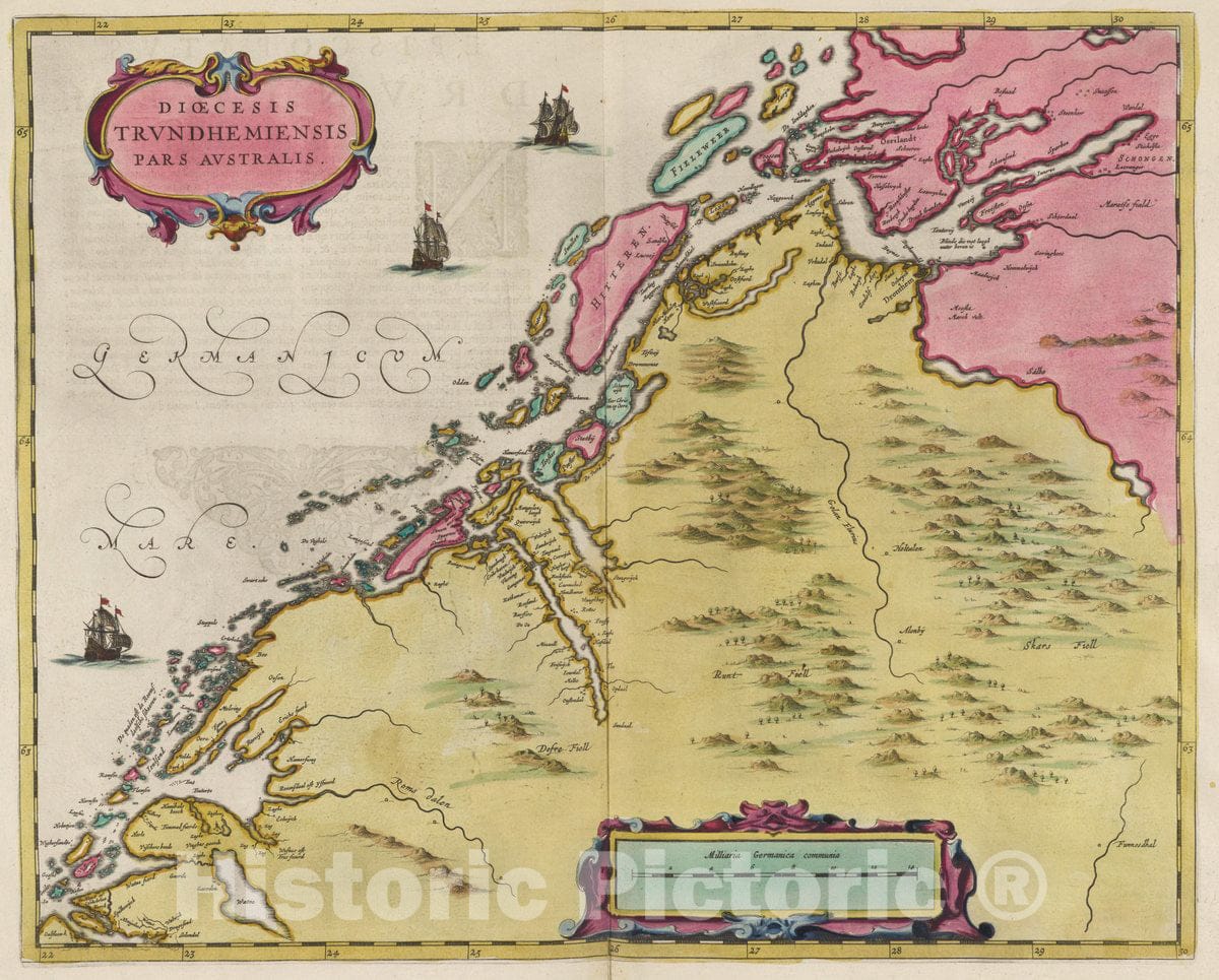 Historic Map : Norway, Dioecesis Trvndhemiensis Pars Avstralis, 1665 A ...