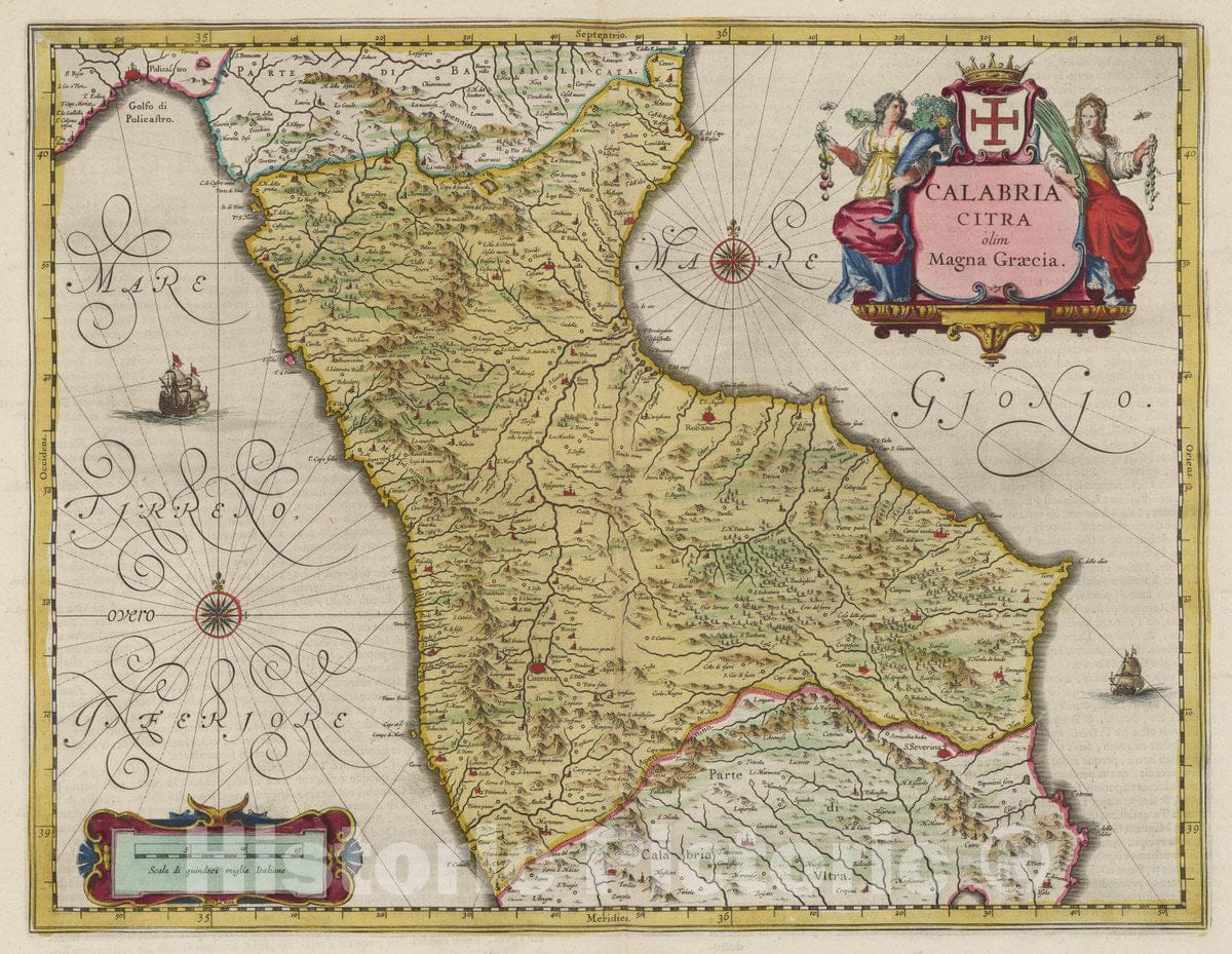 Historic Map : Italy, Calabria Region (Italy) Atlas Maior Sive Cosmogr ...