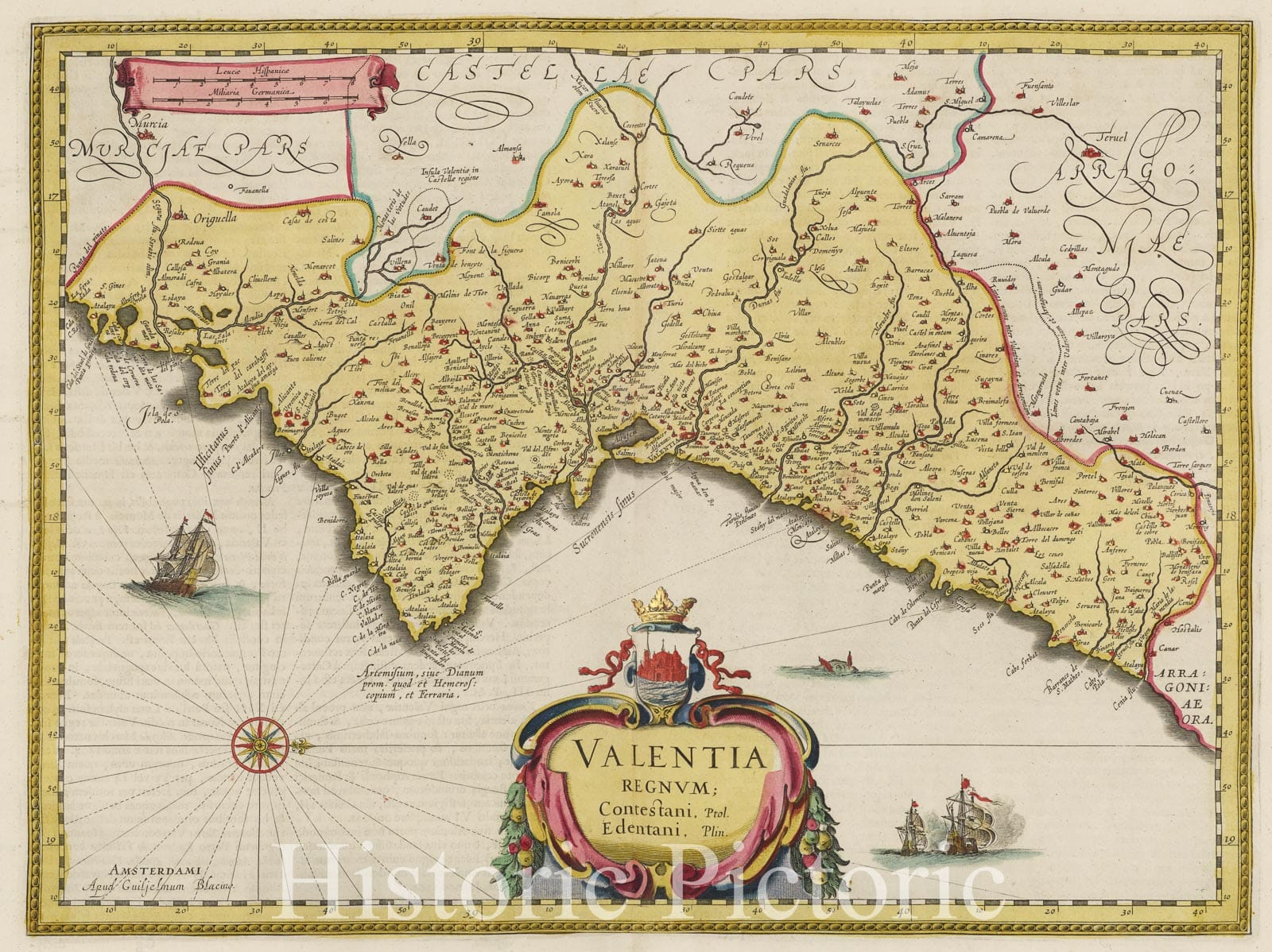 Valencia 1665 Historical Map Print | Atlas Maior | Historic Pictoric