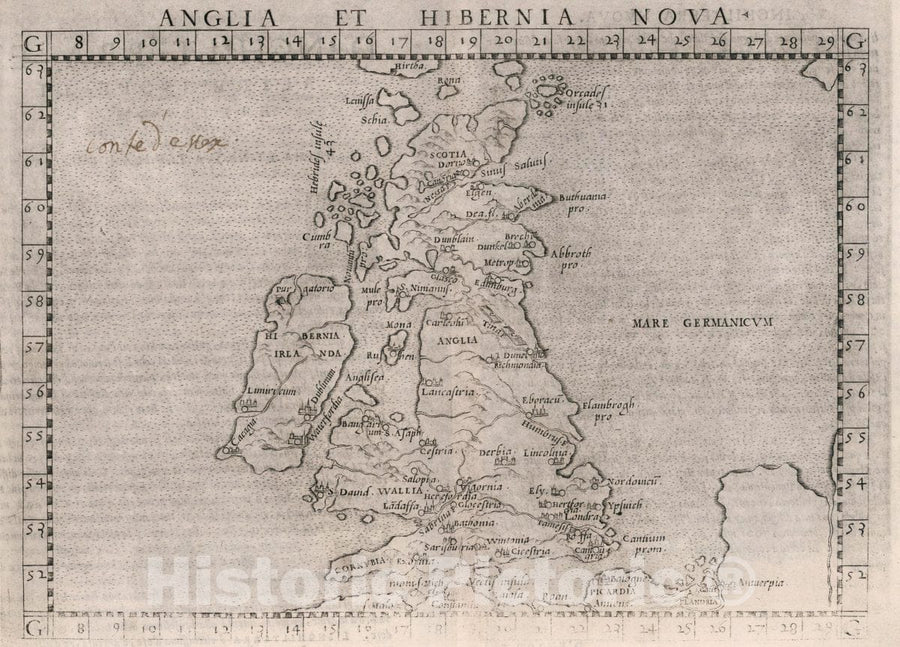 Historic Map : England, British Isles Anglia et Hibernia nova. D'Inghi ...
