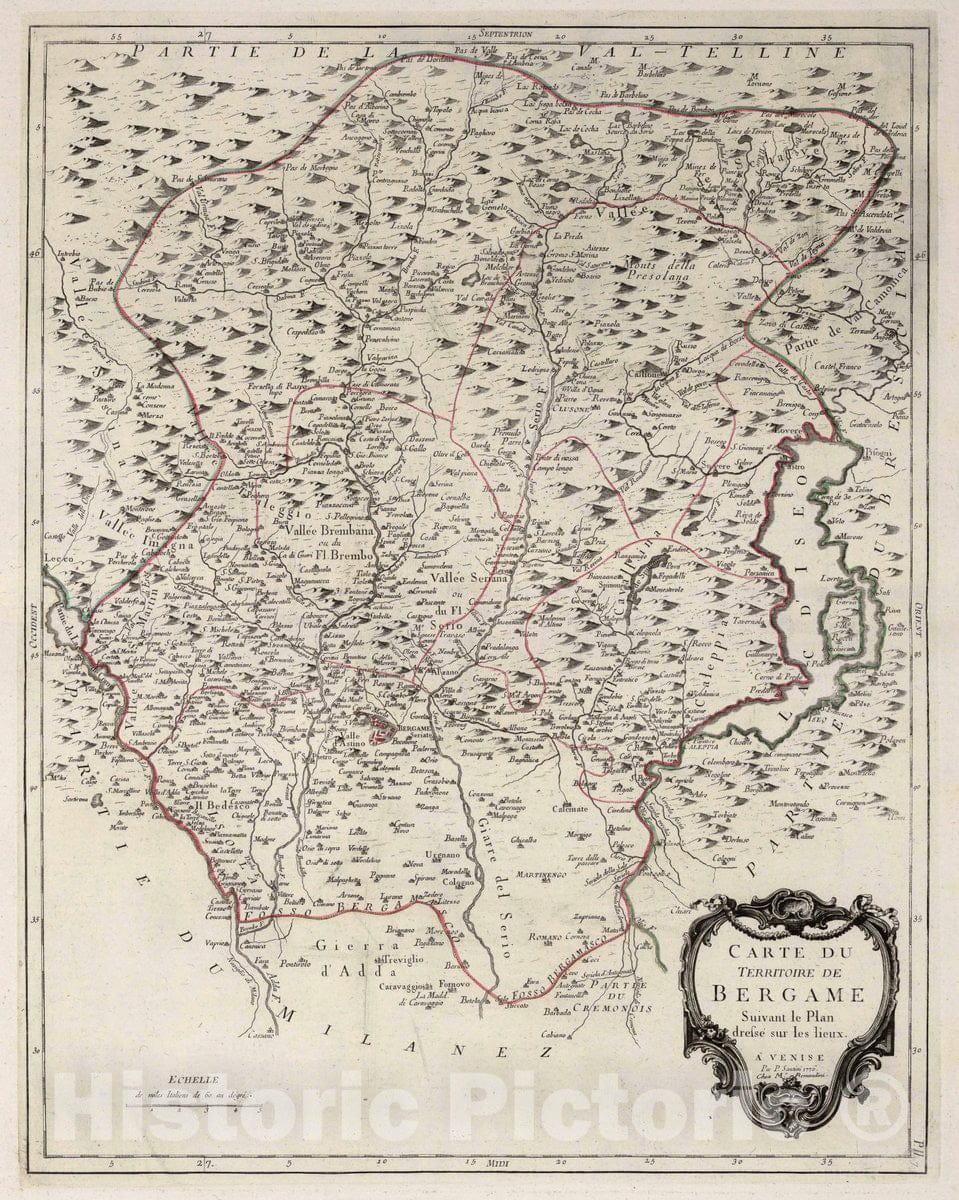 Historic Map : Bergame (Italy) 7. Carte de Territoire de Bergame, 1770 ...