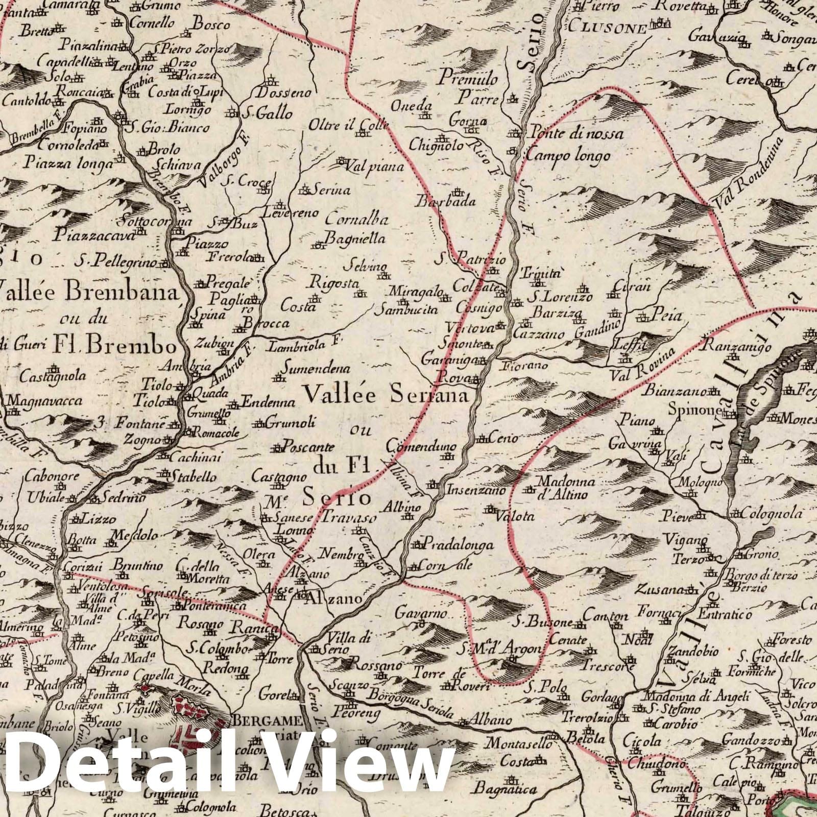 Historic Map : Bergame (Italy) 7. Carte de Territoire de Bergame, 1770 ...