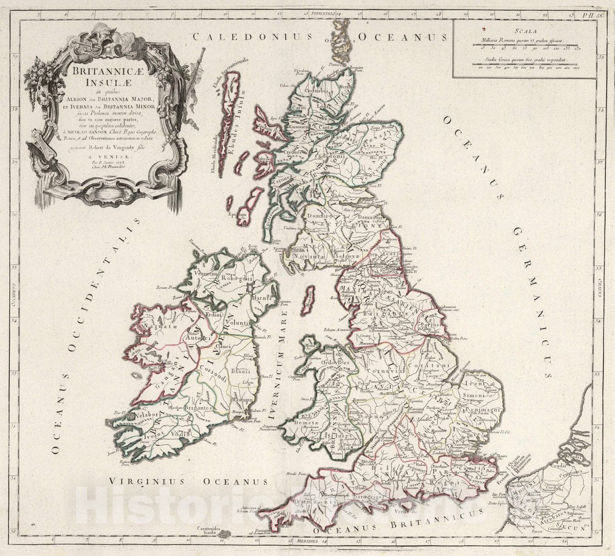 Historic Map : British Isles 56. Britannicae Insule, 1778 Atlas , Vint ...