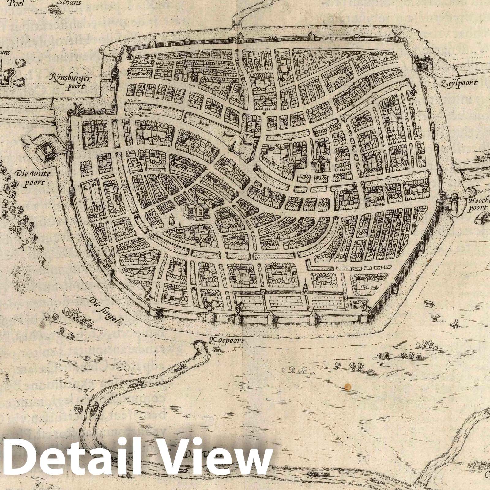 Historic Map : Leiden (Netherlands), VOI II (25) Leyden (Leiden), 1593 ...