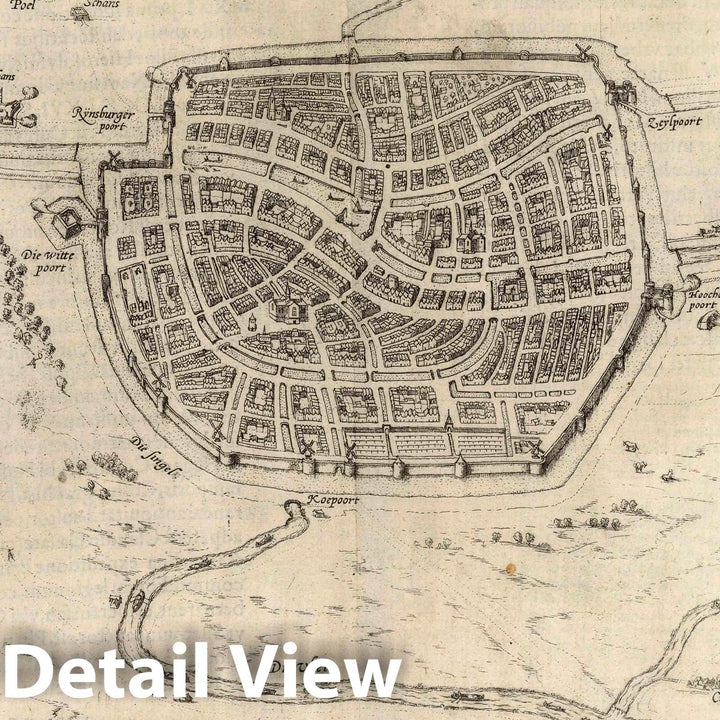 Historic Map : Leiden (Netherlands), VOI II (25) Leyden (Leiden), 1593 ...
