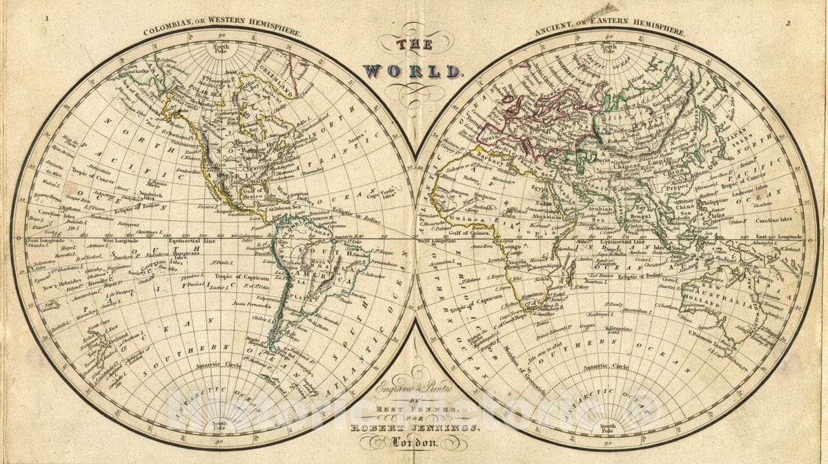 Historic Map : 1830 Historical The World. - Vintage Wall Art – Historic ...