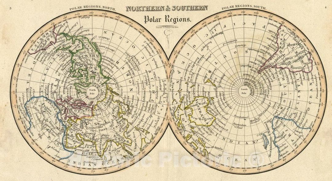 Historic Map : 1830 Northern & Southern Polar Regions. - Vintage Wall ...