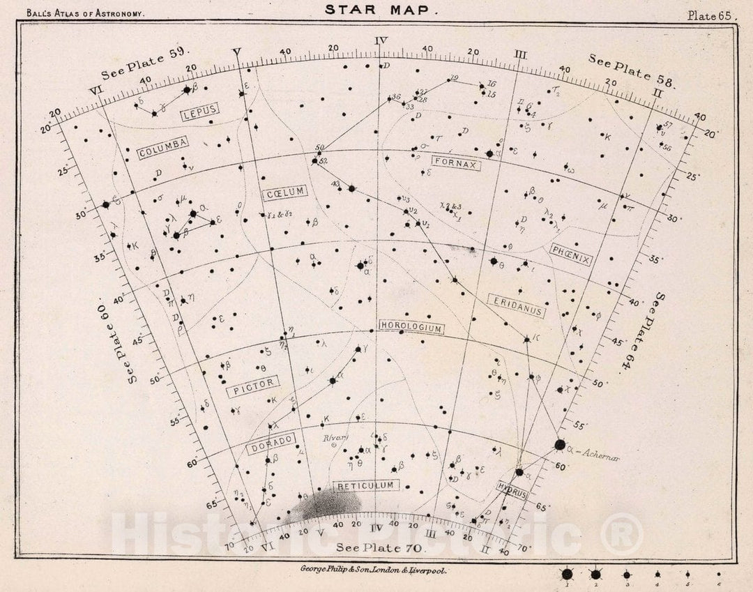 Historic Map : 65. Star Map. from an Atlas of Astronomy, 1892 Celestia ...