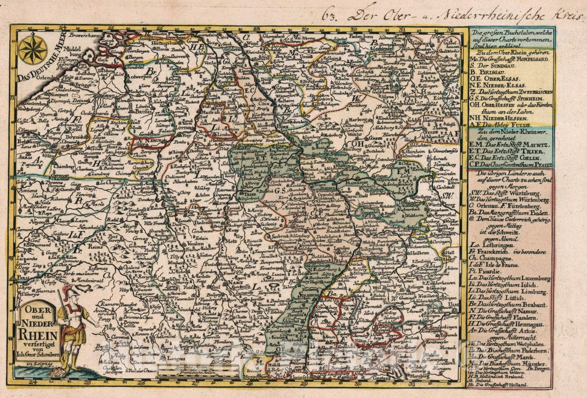 Historic Map : Germany, Rhine River Vol 1:63- Ober und Nieder Rhein, 1 ...