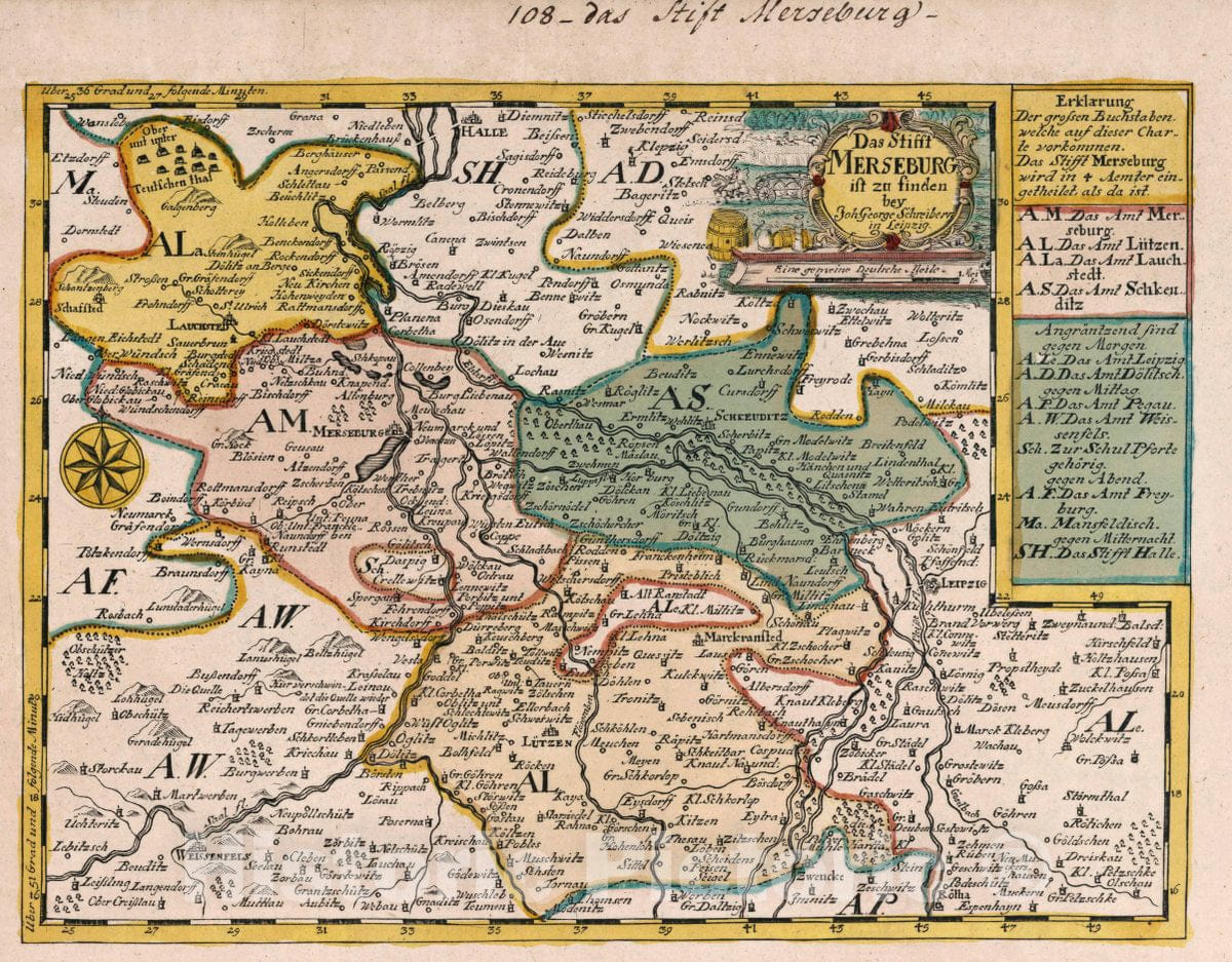 Historic Map : Germany, Vol 2:108- Das Stifft Merseburg, 1740 Atlas ...