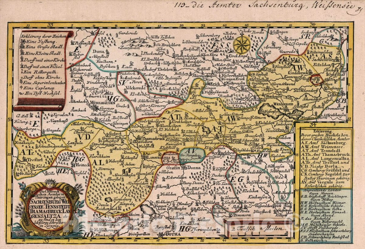 Historic Map : Germany, Vol 2:113- Die Chursaechsischen Aemter in Thur ...