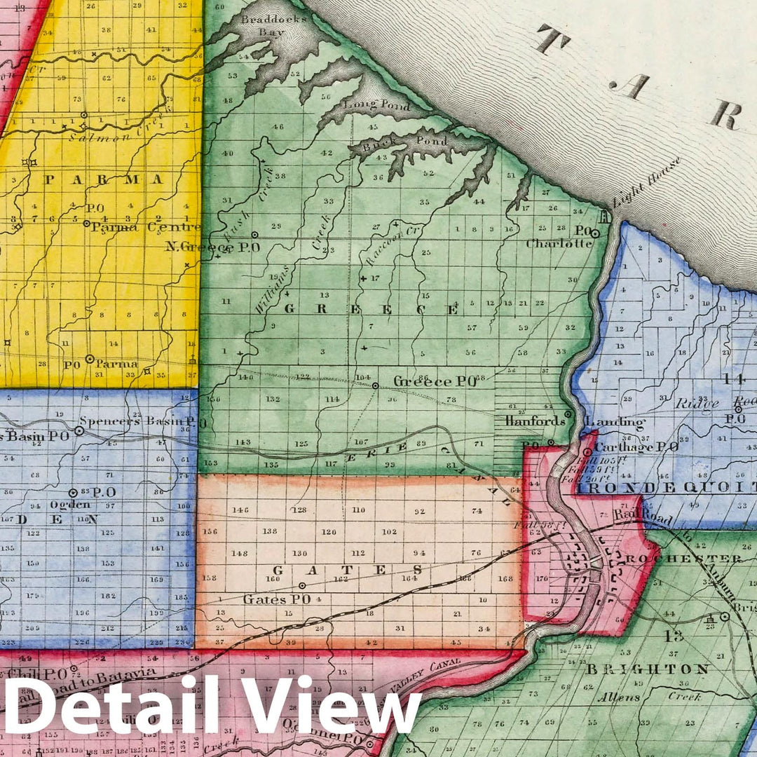 Historic Wall Map : Map of The County of Monroe (New York), 1840 Atlas ...