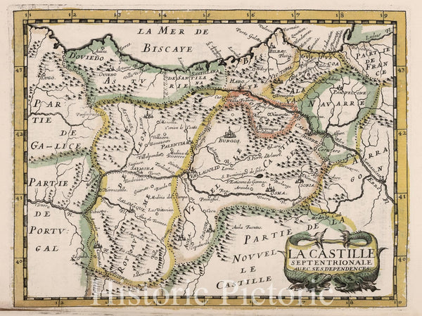 Historic Wall Map : Castilla , Spain La Castille Septentrionale, 1648 ...