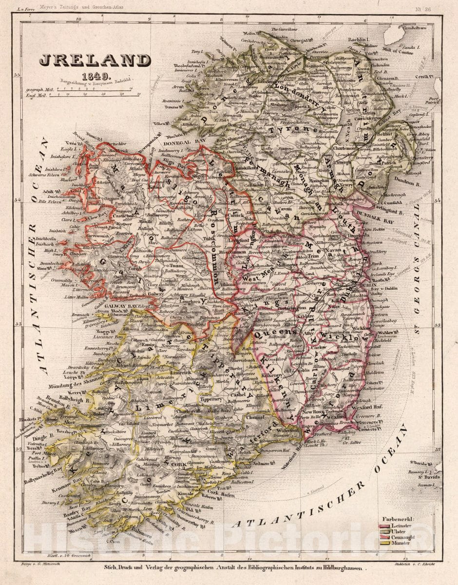 Historical Map : Jreland 1849 : Bergzeichnung v. Hauptmann Radefeld. B ...