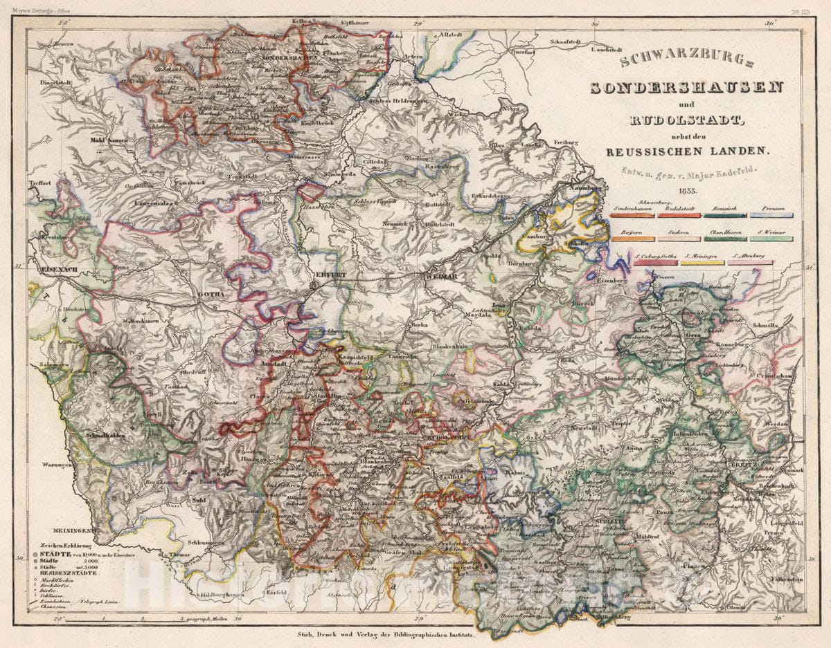Historic Wall Map : Germany, Schwarzburg-Sondershausen und Rudolstadt ...