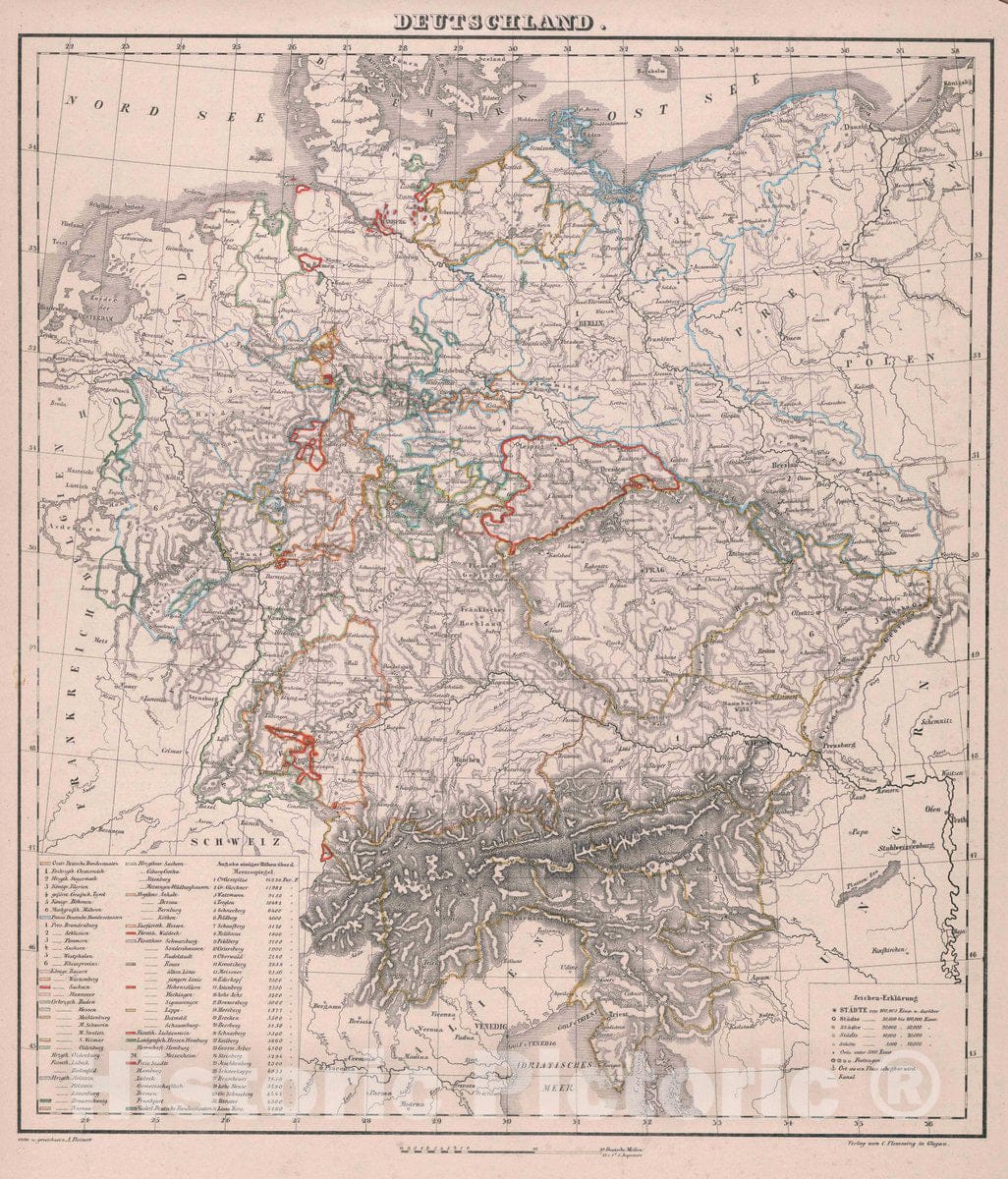 Historic Map : Germany, Deutschland, 1847 Atlas , Vintage Wall Art ...