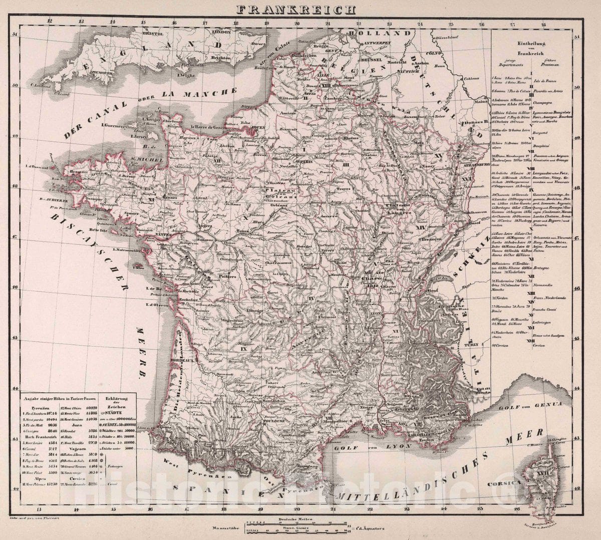 Historic Map : France, Frankreich, 1847 Atlas v2 , Vintage Wall Art ...