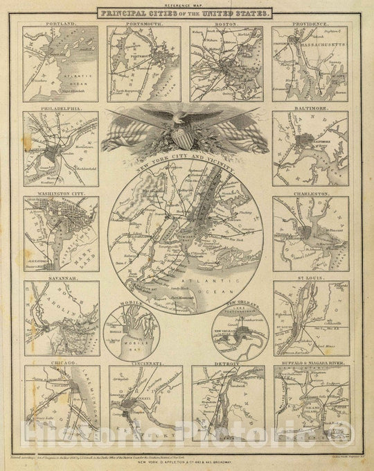 Historic Map : Principal Cities of The United States, 1864 Atlas - Vin ...