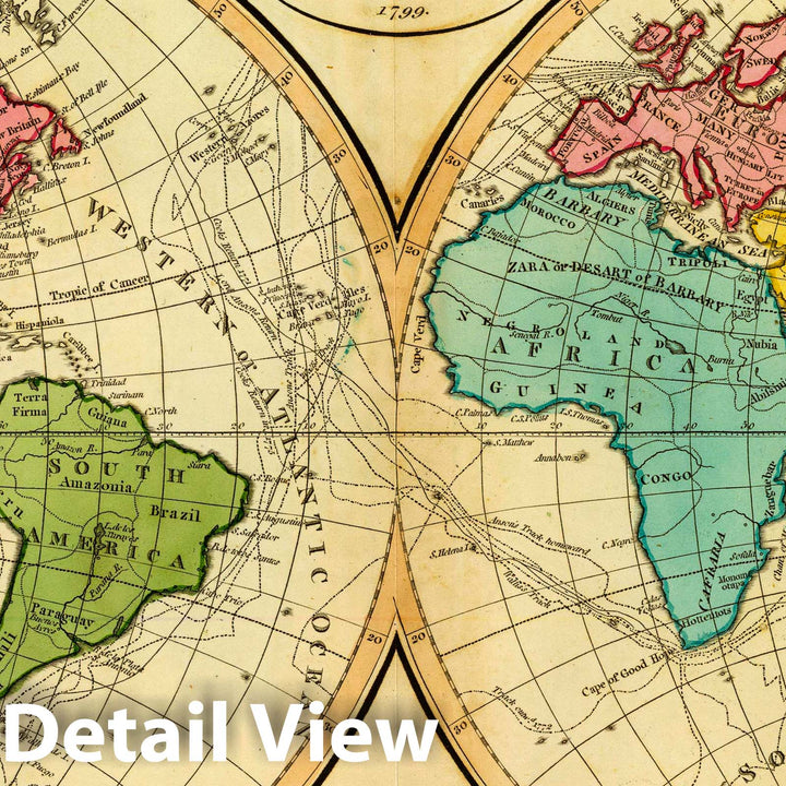 Historic Map : 1799 School Atlas - A New map of The World, According t ...