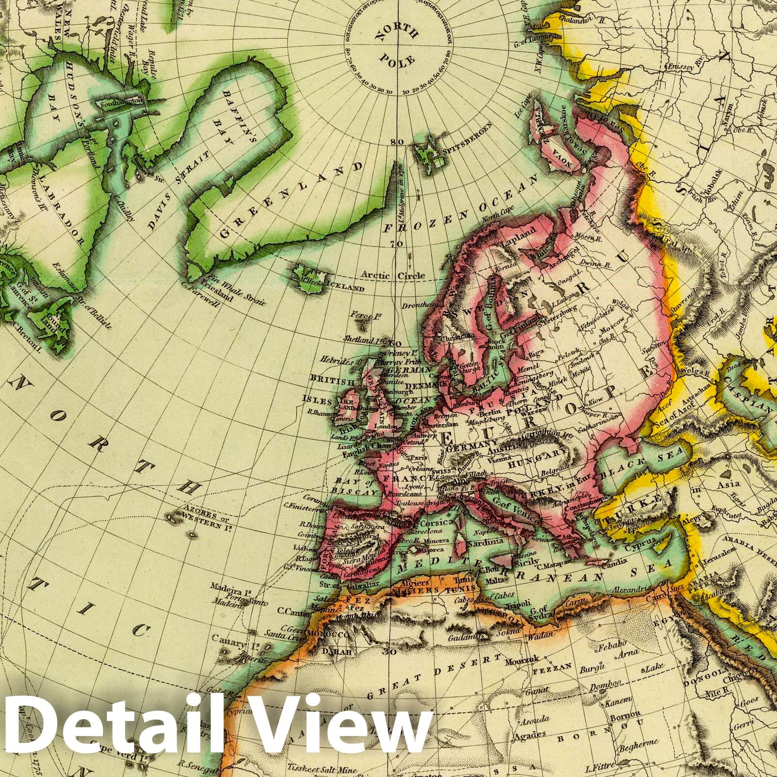 Historic Map : N. Hemisphere, Plane of London, 1816 Atlas - Vintage Wa ...