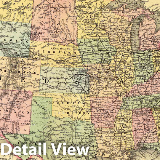 Historic Map : 1873 Map of the United States, and territories. Togethe ...