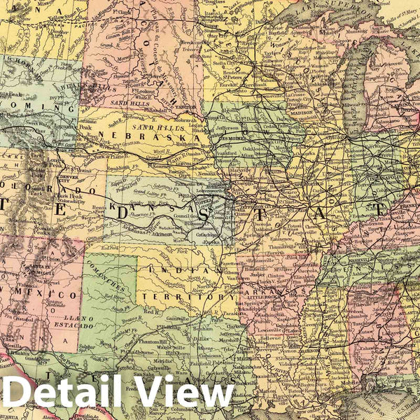 Historic Map : 1873 Map of the United States, and territories. Togethe ...