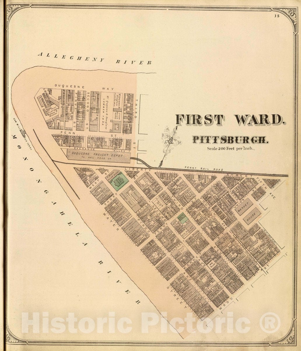 Historic Map : First Ward, Pittsburgh. (1872), 1872 City Atlas - Vinta ...
