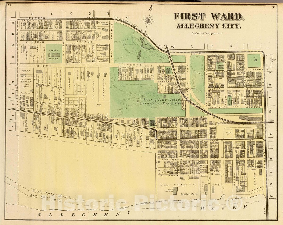 Historic Map : First Ward, Allegheny City. (1872), 1872 City Atlas - V ...