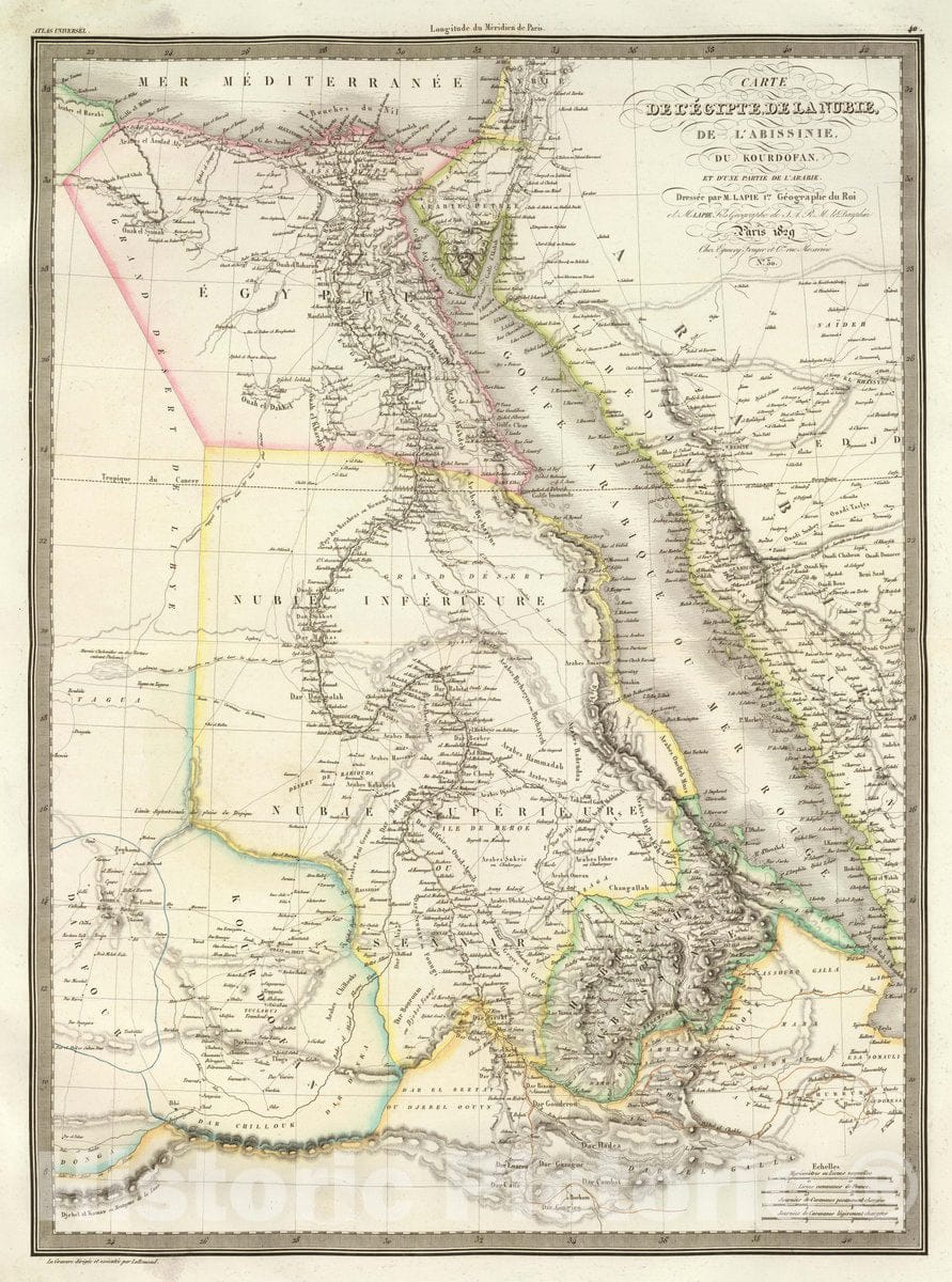 Historic Map : Egypt; Sudan, Africa, Northeast Carte de l'Egypte, de l ...