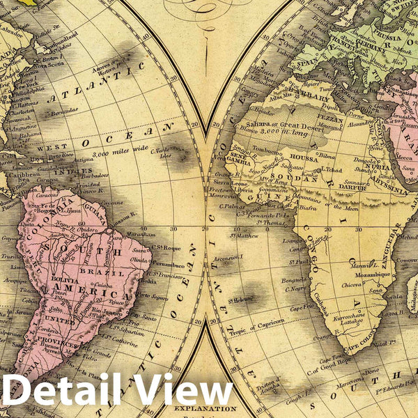 Historic Map : The World on a globular Projection. Entered 1829 by D.F ...