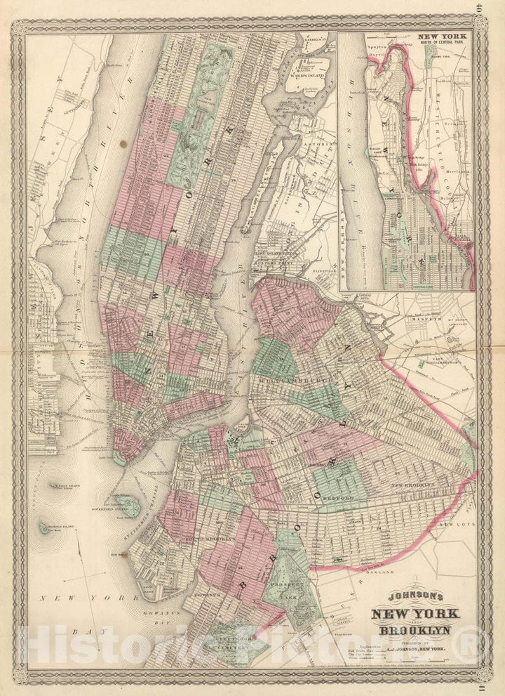 Historic Map : New York (City) and Brooklyn, 1874 Atlas - Vintage Wall ...